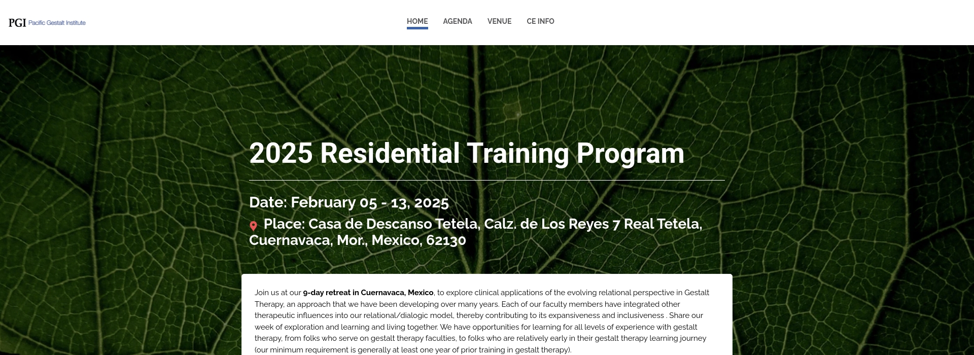 2025 Residential Training Program